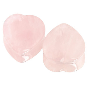 Oyaface 8 PCS Heart Shaped Natural Stone Ear Plugs Set Piercing Gauges Black Pink Blue White 00G(10mm)