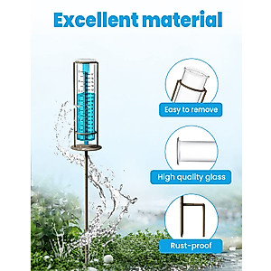 X-PREK New Upgrade Rain Gauge,Detachable Freeze Proof Glass Rain Guage Outdoor Decorative for Garden,Deck,Lawn,Landscape,Yard
