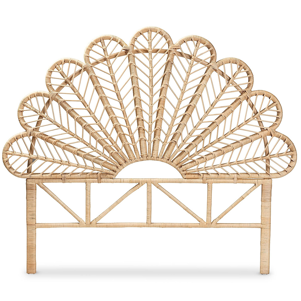 Bali & pari Variel Modern Bohemian Natural Rattan Queen Size Standalone Headboard