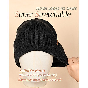 FURTALK Beanie Hats for Women Men Fleece Lined Winter Hats Soft Warm Womens Beanies for Winter Black Grey