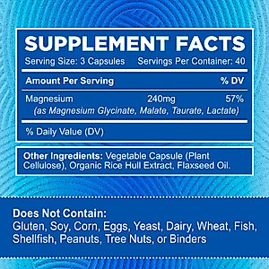 Zentastic 4-in-1 Magnesium Complex - Chelated Magnesium Glycinate, Malate, Taurate & Lactate - High Absorption for Nerves, Immune, Bones, Muscles - Magnesium Supplement - 120 Magnesium Capsules