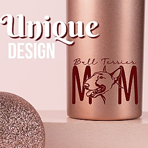 Onebttl Dog Mom Gifts, Dog Lover Gifts for Women, Best Dog Mom Ever, 20 oz Rose Gold Insulated Tumbler - Bull Terrier Mom