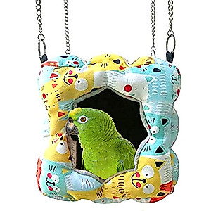Warm Bird Nest Tent for Small Medium Parrot Budgie Parakeet Cockatiel Conure Cockatoo African Grey Amazon Lovebird Finch Canary Hamster Gerbil Chinchilla Guinea Pig Squirrel Hedgehog Cage Toy (XL)