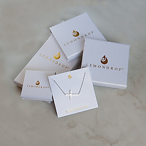 LEMONDROP 925 Sterling Silver Sideways Cross Necklace 18" + 2"