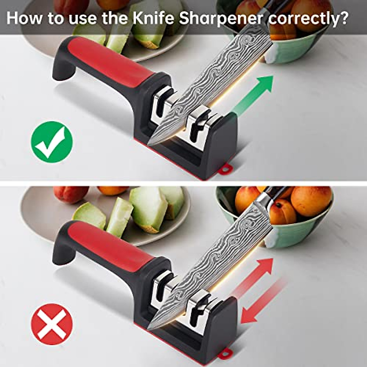 OWOXER Knife Sharpener, 4 In 1 Blade Sharpener, kitchen knife sharpeners, Pocket Knife Sharpener, Suitable for Pocket Knife, Outdoor Knife Kitchen Knife and Scissors
