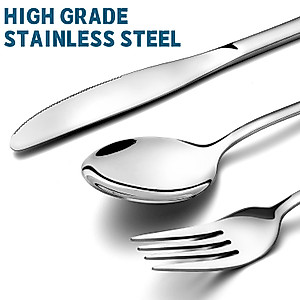 20 Piece Silverware Set, Stainless Steel Flatware Utensil Sets for 4, Silver Cutlery Set Includes Forks Spoons Knives, Mirror Polished, Dishwasher Safe