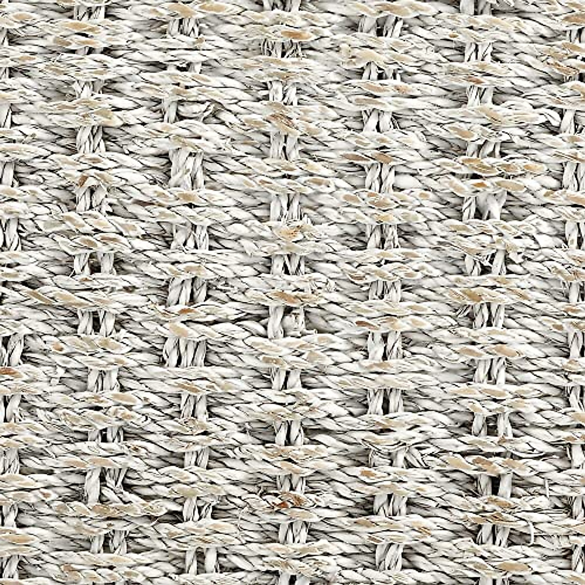 mDesign Seagrass Woven Cube Storage Bin Basket Organizer with Handles for Kitchen Pantry, Cabinet, Cupboard - Shelf and Cubby Organization, Holds Food, Drinks, Snacks, Appliances - 2 Pack - White Wash