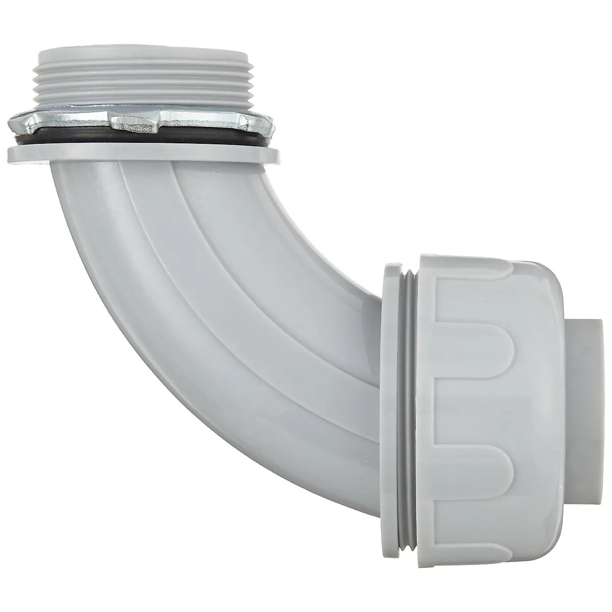 Morris Products 21827 Non-Metallic Liquid Tight Connector, 90° Right Angle, Steel Locknut, 1-1/2" Size, 4.33" Length, 1.53" Width