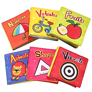 TOP BRIGHT Soft Cloth Books for Babies First Year, Baby Toys 6 to 12 Months Girls and Boys, Crinkly Cloth Book Bath Toys(Pack of 6)