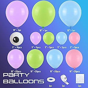 Monster Balloons Arch for Monster Cartoon Inc Party Decorations, Monsters Inc Balloons Arch Kit, Pink Purple Blue Green Balloon Arch for Monster Theme Birthday Baby Shower Party Decorations