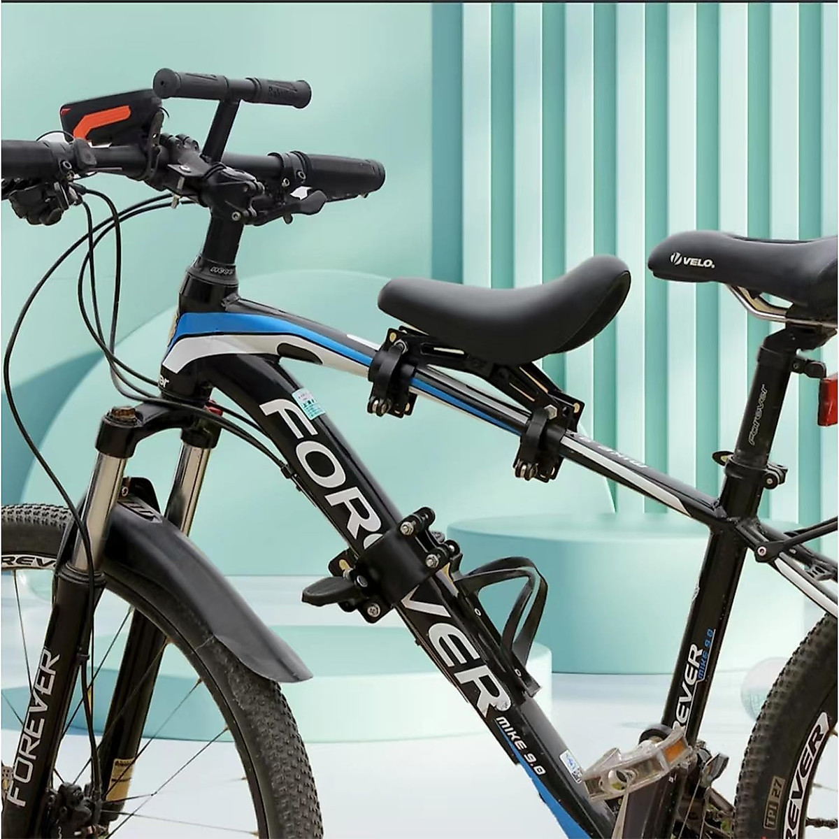 NELOMO Front Mounted Bicycle Seats for Children Kids Handlebars Foot Pedals Set Mountain Bike Child Seat Kids Bike Seat Suitable for MTB and City Bicycles