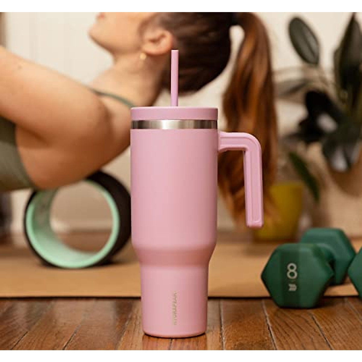 Hydrapeak Voyager 40 oz Tumbler with Handle and Straw Lid | Reusable Stainless Steel Water Bottle Travel Mug Cupholder Friendly | Insulated Cup (Black Leopard)