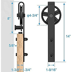 ZEKOO 7.5 FT Barn Door Hardware Kit,Sliding Door Hardware for Single Barn Door, Heavy Duty Black Steel Big Black Wheel Hanger,Heavy Duty,Slide Smoothly Quietly,Easy Install