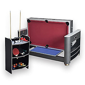 Triple Threat 6-ft 3-in-1 Multi Game Table with Billiards, Air Hockey, and Table Tennis