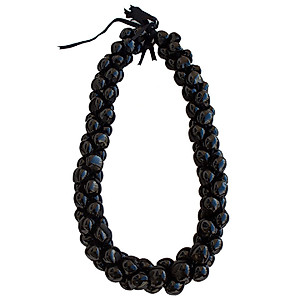 Rainview Creations Hawaiian Jewelry Necklace Genuine Natural Deluxe Kukui Nuts Leis (Black Color)