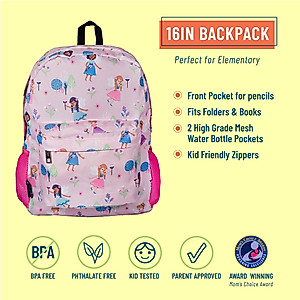 Wildkin 16-Inch Kids Backpack for Boys & Girls, Perfect for Elementary School Backpack, Features Padded Back & Adjustable Strap, Ideal Size for School & Travel Backpacks (Fairy Garden)