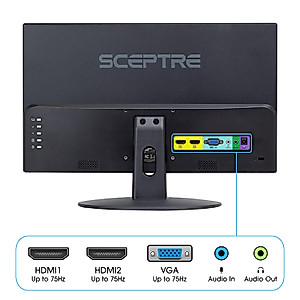 Sceptre 20" 1600 x 900 75Hz LED Monitor 2x HDMI VGA Built-in Speakers, sRGB 99% Machine Black (E209W-16003RT series)