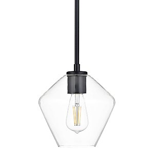 Linea di Liara Macaria Modern Glass Farmhouse Pendant Lighting for Kitchen Island and Over Sink Lighting Fixtures Matte Black Pendant Light Hanging Ceiling Light Angled Clear Glass Shade, UL Listed