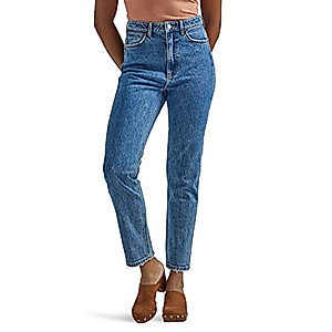 Wrangler Women's Tapered High-Rise Mom Jean, Topaz, 10
