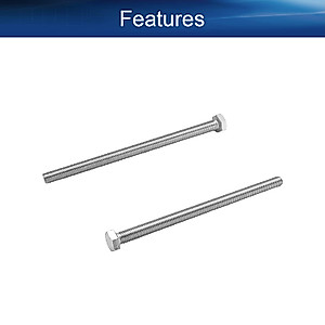 Yinpecly M8 Hex Bolt M8-1.25 x 130mm UNC Hex Head Screw Bolts 304 Stainless Steel Fully Threaded Hex Tap Bolts 5pcs