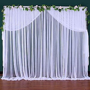 White Tulle Backdrop Curtain for Wedding,Baby Shower,Parties Backdrop Drape Curtain for Photography, Bridal Stage,Videos 10 ft x 7 ft