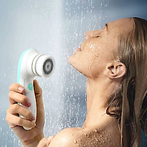 Fancii 7 in 1 Electric Waterproof Facial & Body Cleansing Brush Kit with Handle and 6 Brush Heads - Best Advanced Spin Brush Scrub System for Face & Body (Aqua)