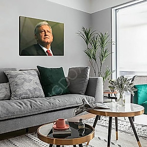 Mexican President Andres Manuel Lopez Obrador Portrait Poster (1) Canvas Poster Wall Art Decor Print Picture Paintings for Living Room Bedroom Decoration Frame-style 20x16inch(50x40cm)