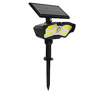 Kadimendium Bright Solar Flood Lights Auto Induction Multiangle Lighting 2 Brightness Modes Weatherproof 2400mAh Solar Landscape Spotlights for Yard (ASTEY-KXK-600-128COB)