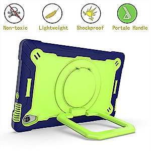TDA Trading Case for Lenovo Tab M10 HD 2nd Gen (TB-X306X)/Smart Tab M10 HD 2nd Gen (TB-X306F) 10.1" 2020 - Hybrid Cover 360 Rotating Multi-Functional Ring Stand Case with Shoulder Strap (Blue/Green)