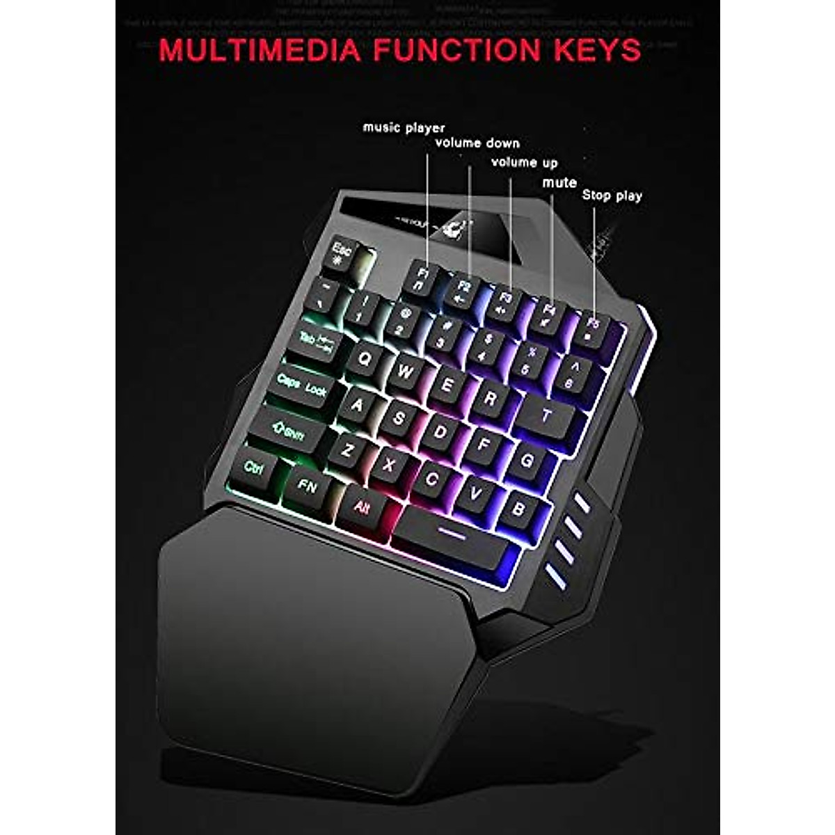 Eboxer One Handed Mechanical Keyboard, Ergonomic Wired Left Hand Backlit Gaming Keypad for Win2000 / for Win XP/for Win ME/for Vista / Win7 / Win8
