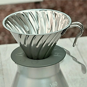 HARIO O-VDM-02-HSV V60 Metal Dripper, For 1 to 4 Cups, Silver, Made in Japan