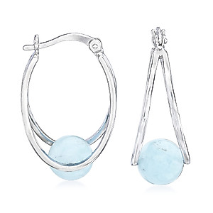 Ross-Simons Gemstone Double Hoop Earrings in Sterling Silver