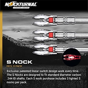 Nockturnal NT-202 -S Lighted Nock for Arrows with .244 Inside Diameter Including Carbon Tech, Victory, Carbon Impact, Carbon Revolution, Easton, Beman and PSE Brands - RED 3-Pack