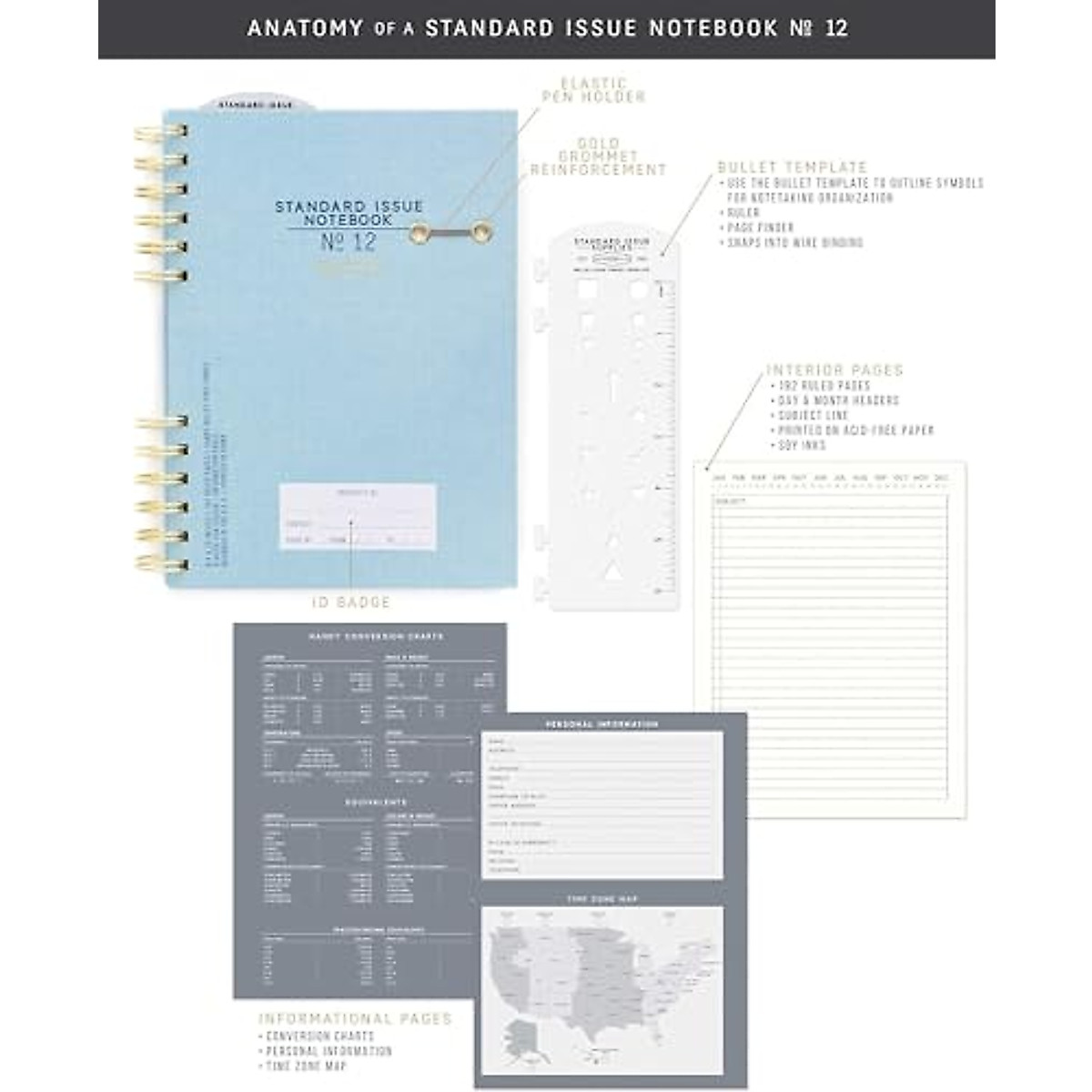 Designworks Ink Standard Issue No. 12 Dusty Pink Undated Planner Notebook Journal with Lined Pages, Elastic Pen Holder, and Durable Spiral Binding for Work, Writing, Journaling - 6" x 8.25"