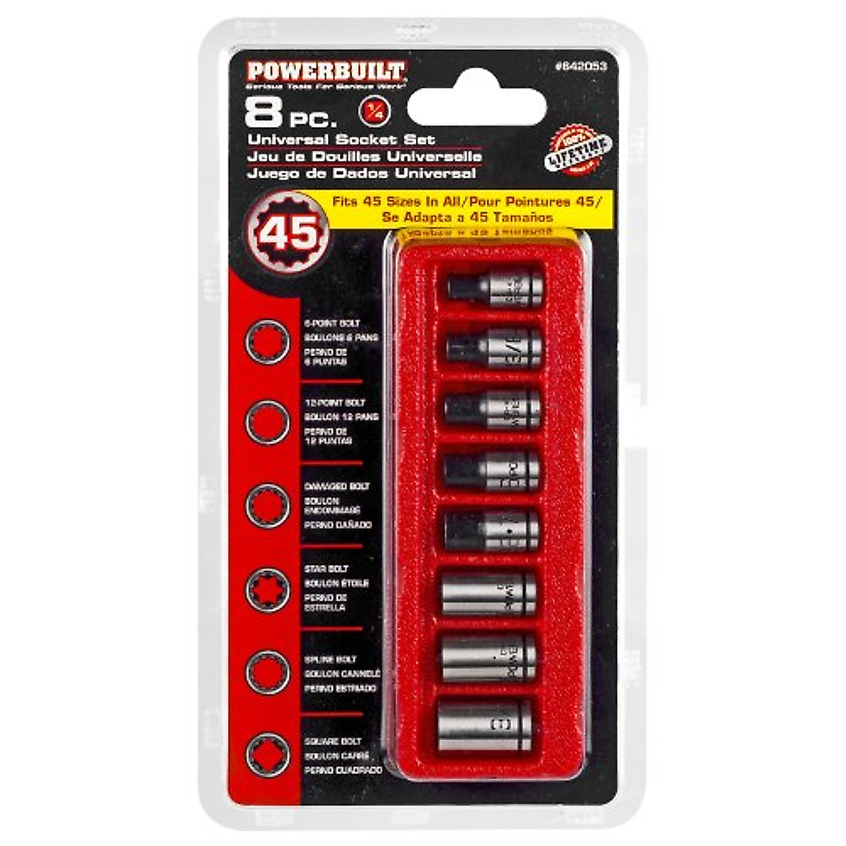 Powerbuilt 8 Piece 1/4" Dr. SAE Spline Socket Set with Storage Tray - 642053