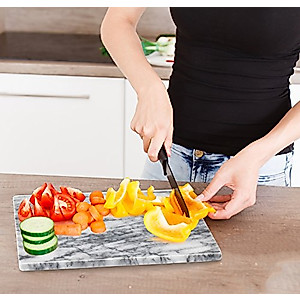 Greenco Marble Cutting Board, 8 x 12, White Marble | Meat Cutting Boards, Fruit&Cheese Board, Butcher Block | Over-the-Sink, Dishwasher Safe Chopping Board Kitchen Set | Large Kitchen Serving Tray