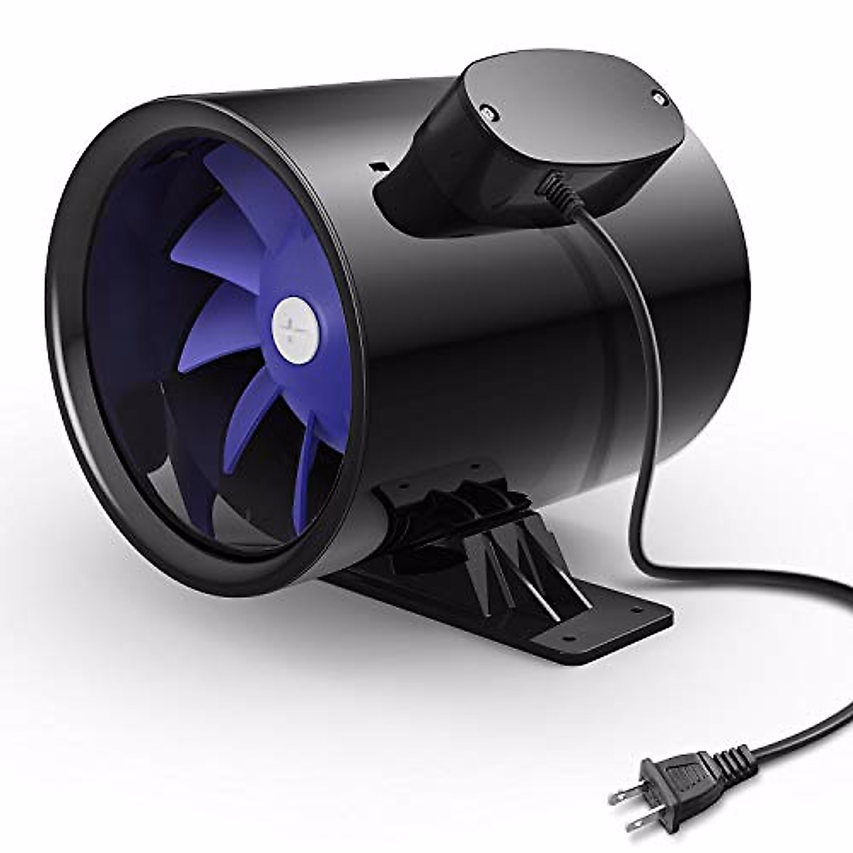 iPower 6 Inch 300 CFM Ventilation Booster Fan with Grounded Power Cord, Quiet Inline Duct Exhaust Blower for HVAC in Grow Tent, Basements, Bathrooms, Black