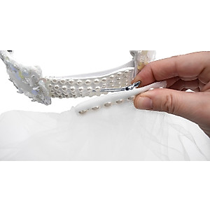 Nicky Bigs Novelties Bling Bride to Be Hat with Detachable Veil Bachelorette Sun Visor Sequin Beach Wedding Party Cream White