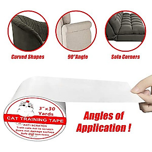 Multiple Sizes (3X30 Yards) Cat Training Tape, Double-Sided Cat Tape,Anti Cat Scratch Tape,cat Deterrent Tape,100% Transparent Clear,Stop Cats Scratching Your Couch, Doors Carpet, Furniture