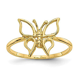 IceCarats 14K Yellow Gold Butterfly Wings Statement Ring Size 7