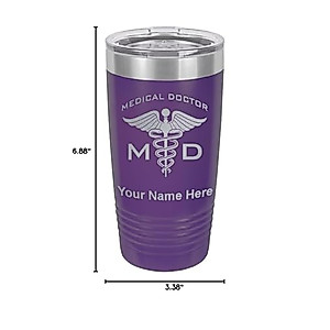 LaserGram 20oz Vacuum Insulated Tumbler Mug, MD Medical Doctor, Personalized Engraving Included (Dark Purple)