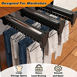 Alise Pull Out Clothes Hanger Rack for Closet,Heavy Duty Closet Rod with Automatic Soft-Close Mechanism for Closets,16 inch Closet Pull Out Metal Rod Organizer Hangers for Coats Pants Hangers,Black