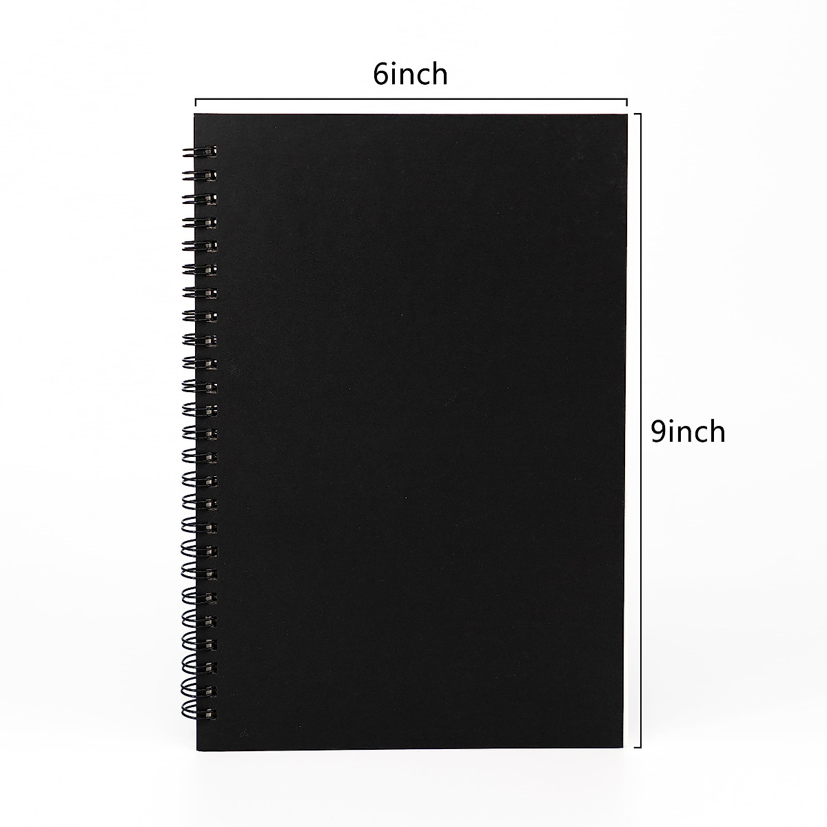 DSTELIN 9 inch x 6 inch, 100GSM, Blank Spiral Notebook, 3-Pack, Soft Cover, Sketch book, 160 Pages / 80 Sheets, (Black)