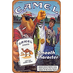 GCOCL Camel Lights Character Retro Nostalgic Art Traditional Rust Color Tin Logo Advertising Striking Wall Decoration Gift