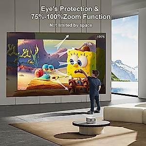 【Battery Powered】Outdoor Projector with WiFi and Bluetooth 1080P: 480 ANSI 16000L Lisowod Mini Portable Rechargeable Projector with Electric-Focus & Zoom Movie Projector for Outdoor/Home Use