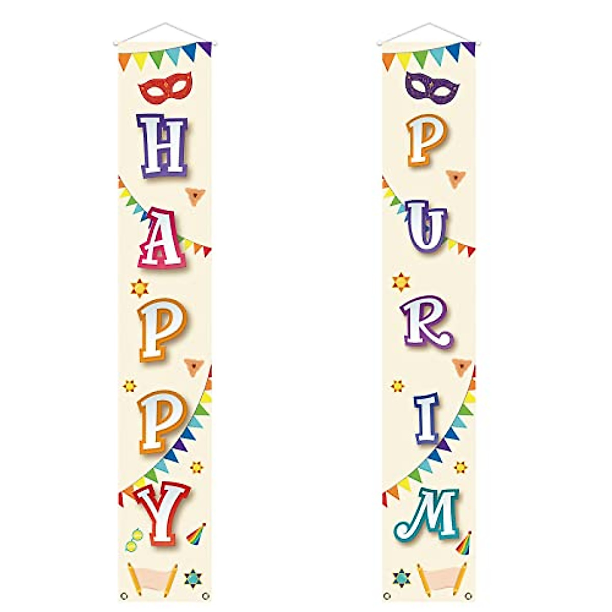 Jiudungs Purim Decoration Outdoor Happy Purim Porch Banner Purim Decor Jewish Purim Decoration and Supplies for Home