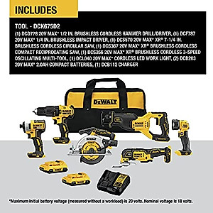 DEWALT 20V MAX* BRUSHLESS 6 Tool Kit (DCK675D2)