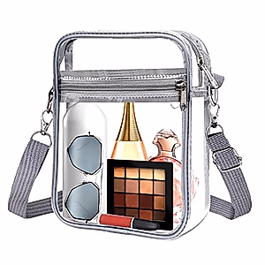 Clear Messenger Bag Stadium Approved,Clear Purse,Clear Crossbody Shoulder Bag with Adjustable Strap for Concerts, Sports Events Clear Bag(gray)