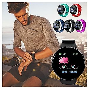 Viflosae 1.44-Inch Color Round Screen Smart Watch, Fashion Round Screen Health Data Recording Function Caller Id Watch, High Sensitivity, Single Button Control (Black)