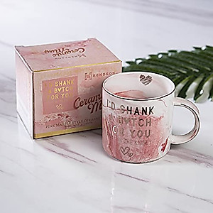Best Friend Birthday Gifts for Women - Funny Friendship Gift for Bestfriend, Besties, BFF, Sister, Boss Woman, Big Sis, Sorority - I'd Shank A Girl For You - Cute Pink Marble Mug, 11.5oz Coffee Cup